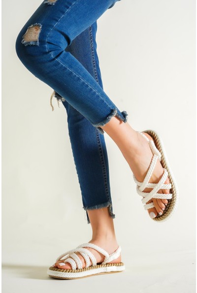 Bayan Beyaz Halat Terlik&sandalet