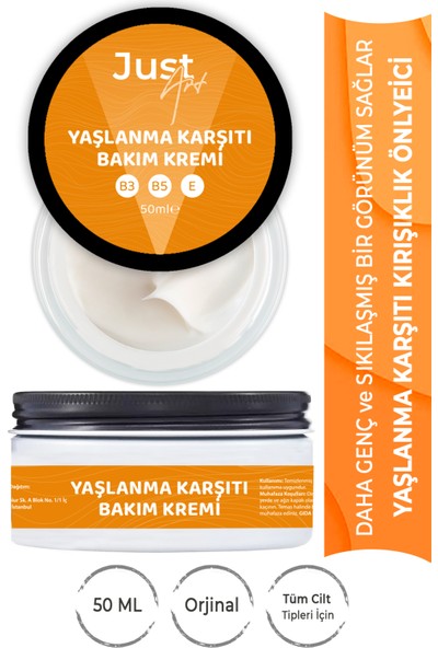 Just Art Yaşlanma Karşıtı Bakım Kremi