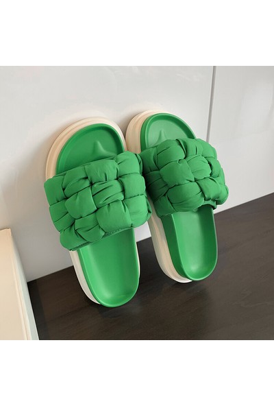 Hua Mu Dili Yeşil Kadın Kalın Tabanlı Kaymaz Günlük Günlük Terlik Hua Mu Dili Yeşil Kadın Kalın Tabanlı Kaymaz Günlük Günlük Terlik