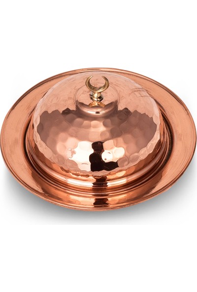 Turna Bakır Saka Yuvarlak Lokumluk 9 cm El Dövme Kırmızı TURNA5852-1