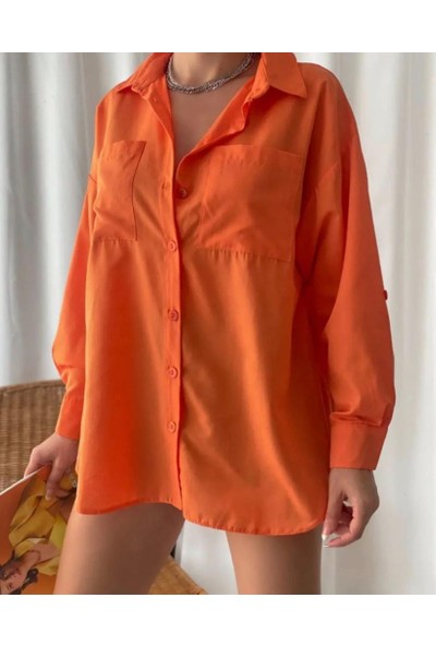 Sıla'nın Butiği Düğme Detaylarına Sahip Oversize Gömlek