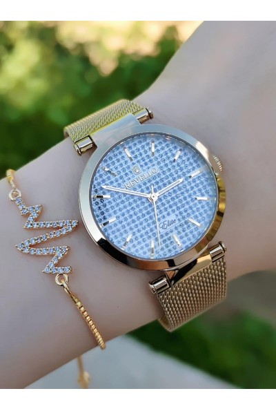 Revello Altın Kaplama Elite Model Hasır Kordon 30 mt Su Geçirmez+Bileklik RVL1992-F Lady Wristwatch Revello Altın Kaplama Elite Model Hasır Kordon 30 mt Su Geçirmez+Bileklik RVL1992-F Lady Wristwatch