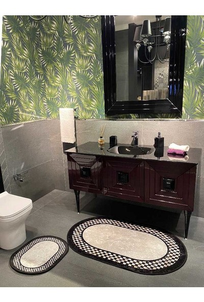 Brillant Dama Desen Banyo Paspası 70X160 (70X110-70X50 İkili Takım) Brillant Dama Desen Banyo Paspası 70X160 (70X110-70X50 İkili Takım)