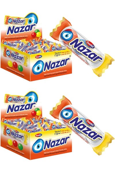 Nazar Sakız 3'lü 100 Adet Tuttu Fruitti 2 Paket Nazar Sakız 3'lü 100 Adet Tuttu Fruitti 2 Paket