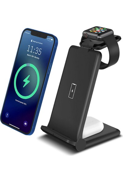 Wowlett 3 In 1 15W Hızlı Şarj Kablosuz Wireless Apple iPhone Apple Watch Airpods Uyumlu Şarj Standı Wowlett 3 In 1 15W Hızlı Şarj Kablosuz Wireless Apple iPhone Apple Watch Airpods Uyumlu Şarj Standı