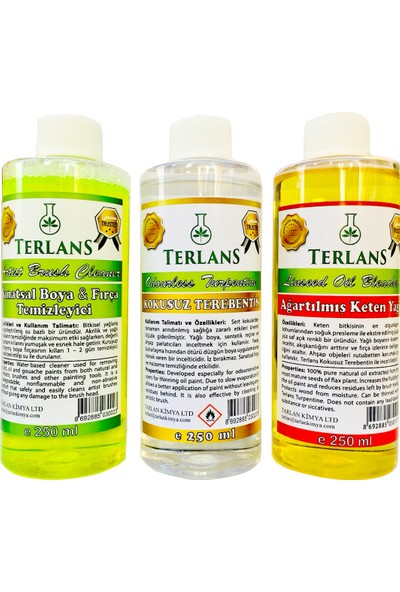 Terlans Yağlı Boya Seti Yardımcı Malzemeler 3 x 250 ml Terlans Yağlı Boya Seti Yardımcı Malzemeler 3 x 250 ml