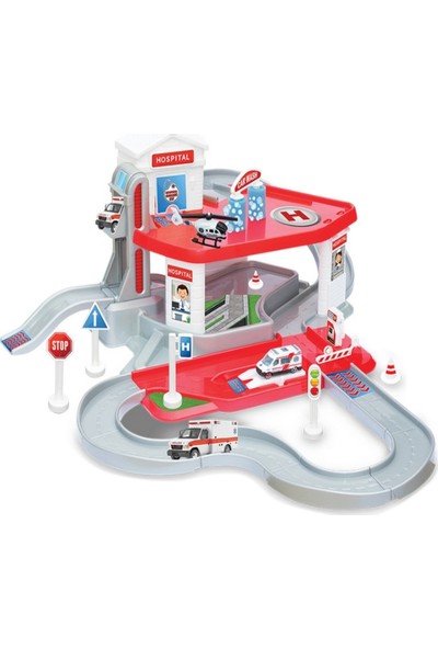 Dede Ambulans Arabası Ve Helikopterli Hastane Garaj Seti 2 Katlı Dede Ambulans Arabası Ve Helikopterli Hastane Garaj Seti 2 Katlı
