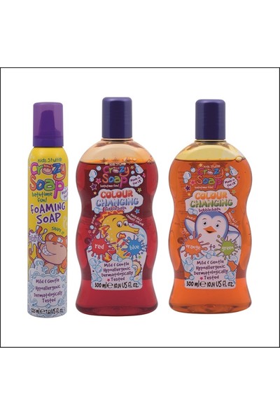 Crazy Soap Çocuklar İçin Banyo Köpüğü 225 ml Beyaz Ve Renk Değiştiren Sabun 300 ml 2'li Kırmızıdan Maviye Turuncudan Yeşile Crazy Soap Çocuklar İçin Banyo Köpüğü 225 ml Beyaz Ve Renk Değiştiren Sabun 300 ml 2'li Kırmızıdan Maviye Turuncudan Yeşile