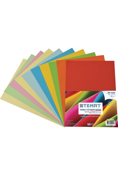 Temat 100 Sayfa Renkli Fotokopi Kağıdı