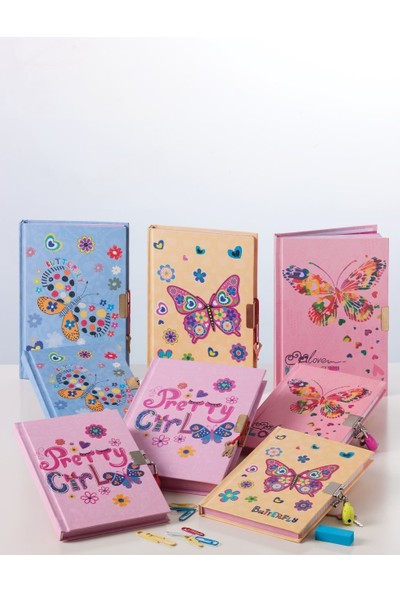 Bayındır Kelebek Hatıra Defteri Kilitli 128 Yaprak 14X20