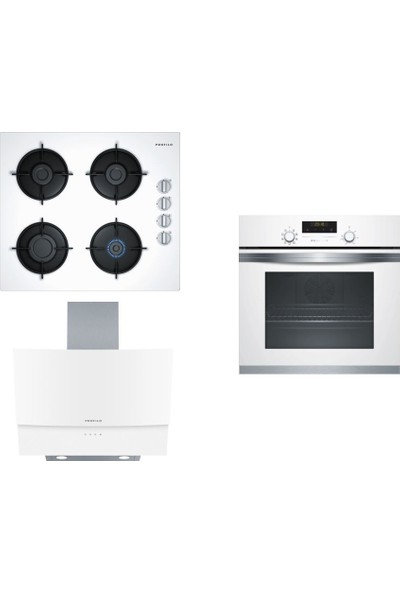 Profilo Lüks Whitestar Ankastre Set Beyaz ( FRMA325B Fırın OO36P2B10 Ocak DVE6G520 Davlumbaz )