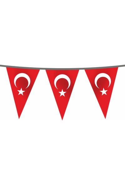 Özgüvenal İpe Dizili Süsleme Üçgen Türk Bayrağı 100 Metre Özgüvenal İpe Dizili Süsleme Üçgen Türk Bayrağı 100 Metre