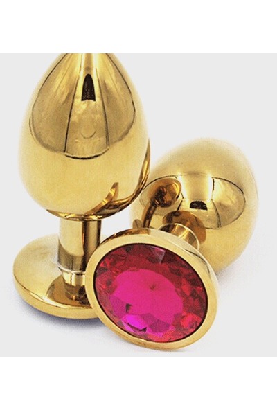 Lovetoy JW Gold Metal PembeTaşlı Lüks Anal Plug Küçük Boy Anal Tıkaç 7 cm