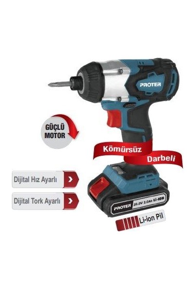Proter Pst 360 T Kömürsüz Darbeli Şarjlı Tornavida Proter Pst 360 T Kömürsüz Darbeli Şarjlı Tornavida