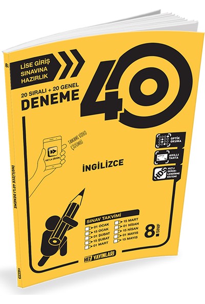 Hız Yayınları 8. Sınıf İngilizce 40'Lı Deneme
