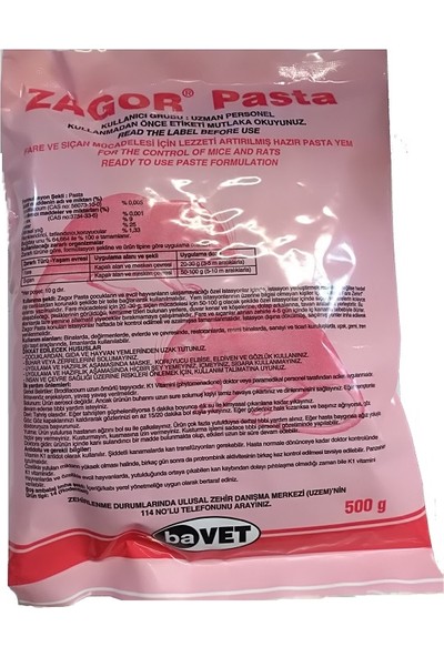 Bavet Zagor Pasta Fare Ve Sıçanlar İçin Zehir 500 Gram Bavet Zagor Pasta Fare Ve Sıçanlar İçin Zehir 500 Gram
