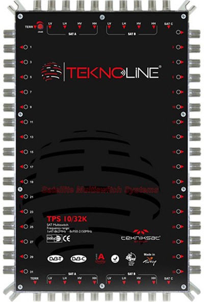 TEKNOLINE 10X32 KASKATLI MULTISWITCH ZAMAK KASA UYDU DAĞITIM SANTRALI