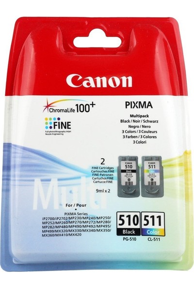 Canon PG-510BK + CL-511 Kartuş (2'li Paket) (MP240-250-490-492-495-499)