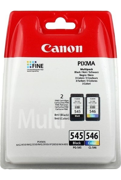 Canon PG-545BK+ CL-546 Kartuş (2'li Paket) (MG2450-MG2550)