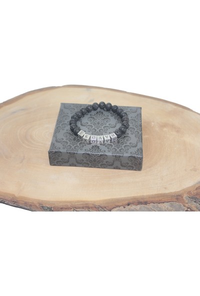 Rd Ekoavm 8 Mm Kişiye Özel Lav Taşı Doğataş Kadın Erkek - Bileklik Rdeblk023