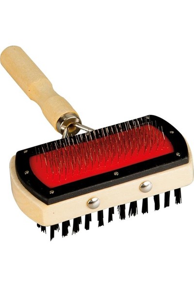 Polo Tahta Saplı Çift Taraflı Evcil Hayvan Kedi Köpek Fırçası