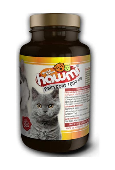 Hawmi Fairycoat 1000 Mg Kedi Ve Köpekler İçin Tüy Deri Geliştirici Yağ Karışımı Formülü