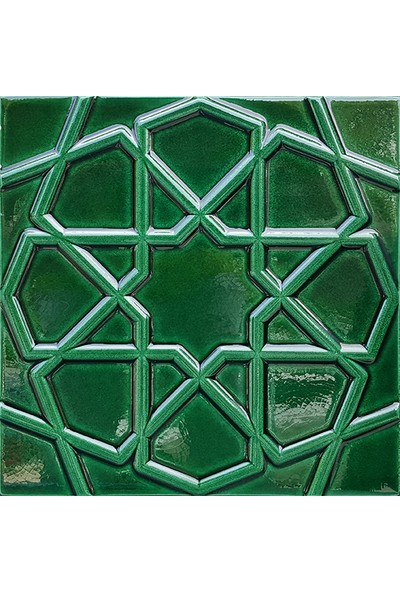 Armada Çini 20X20 Cm Al 79 Rölyefli Karo Yeşil Selçuklu Yıldızı Deseni Armada Çini 20X20 Cm Al 79 Rölyefli Karo Yeşil Selçuklu Yıldızı Deseni