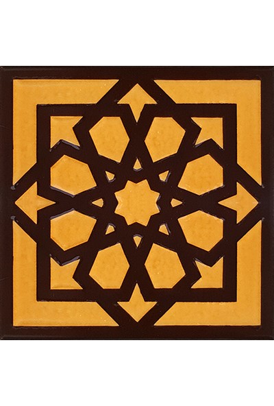 Armada Çini 20X20 Cm Sp 101-Kahve Kabartmalı Türk Yıldızı Kütahya İznik Çini Deseni Modelleri