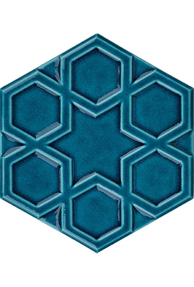 Armada Çini 15x17 Cm Rölyefli Yıldız Turkuaz Altıgen Seramik Armada Çini 15x17 Cm Rölyefli Yıldız Turkuaz Altıgen Seramik