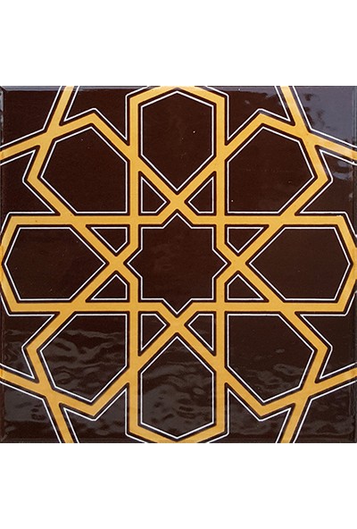 Armada Çini 20X20 Cm Sp 89 Sarı Siyah Selçuklu Türkmen Yıldızı Kütahya İznik Çini Karo Seramik