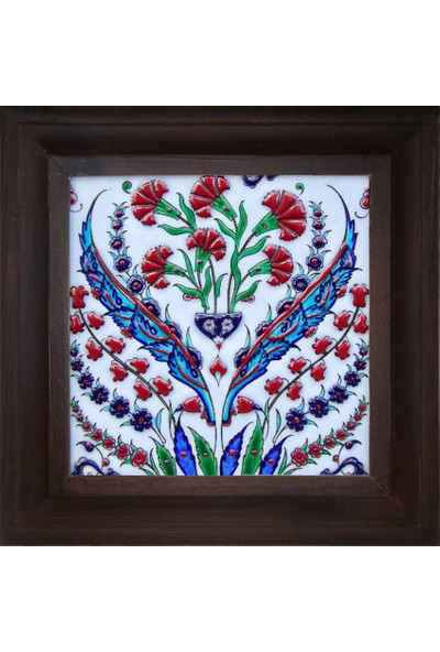 Armada Çini 20X20 Cm Ed 113 Hançer Yapraklı Karanfil Desenli Kütahya Çini Pano