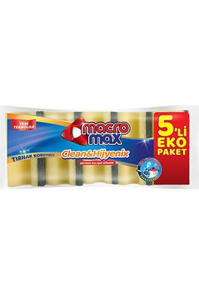 Macromax Clean Hijyenik 5'li Düz Sünger