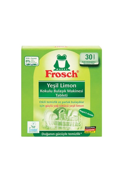 Frosch Yeşil Limon Kokulu Bulaşık Makinesi Tableti 30 yıkama Frosch Yeşil Limon Kokulu Bulaşık Makinesi Tableti 30 yıkama
