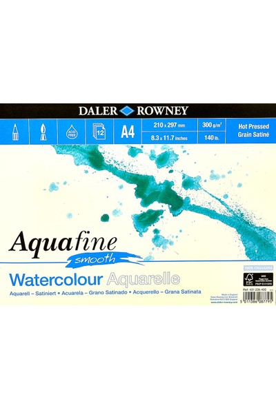 Daler Rowney Aquafine Smooth A4 300Gr 12Sf.