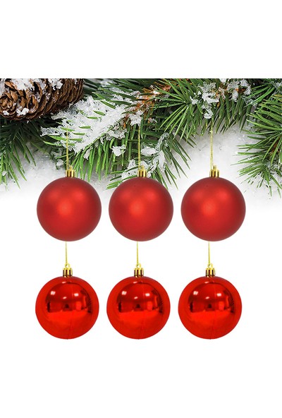 PartiBulutu Yılbaşı Kırmızı Parlak Mat Top Ağaç Süsü 4cm 6lı