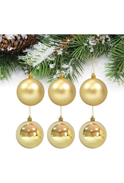 PartiBulutu Yılbaşı Altın Parlak Mat Top Ağaç Süsü 4cm 6lı