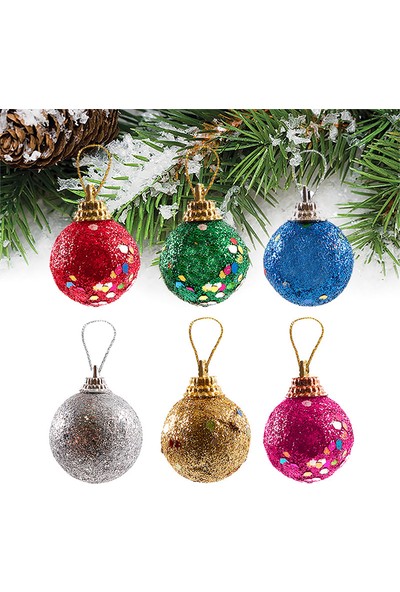 PartiBulutu Yılbaşı Top Ağaç Süsü Simli 3cm 9'lu