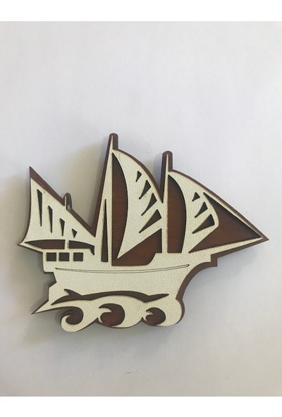 Ahşap Yelkenli Gemi Buzdolabı Süsü Magnet