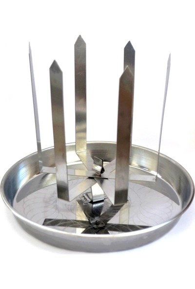 Narkalıp Fırında Tenekede Tavuk Et Şiş Aparatı Şiş 6Adet Tabak Ölçüsü 26cm