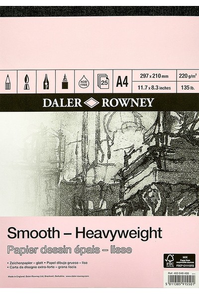 Daler Rowney Smooth Heavyweight Cart Pad A4 Daler Rowney Smooth Heavyweight Cart Pad A4