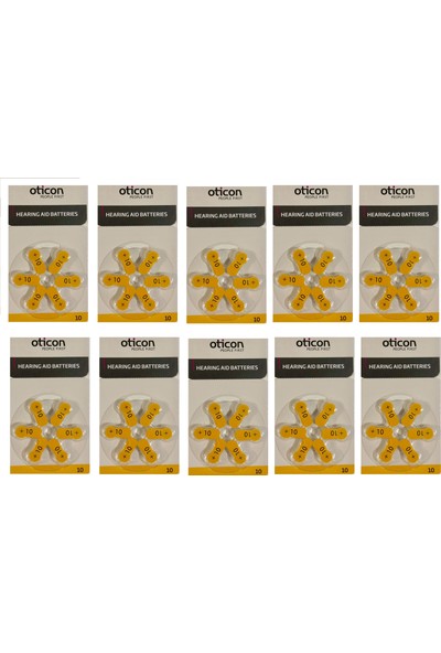 Oticon 10 Numara İşitme Cihazı Pili (10 Paket)