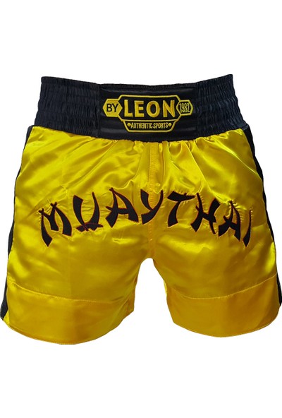 Leon Classic Nakışlı Muay Thai ve Kick Boks Antrenman Şortu Sarı BYL1008 Leon Classic Nakışlı Muay Thai ve Kick Boks Antrenman Şortu Sarı BYL1008