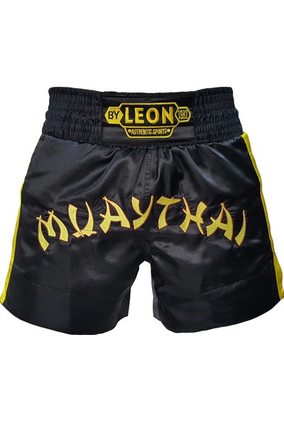 Leon Classic Nakışlı Muay Thai ve Kick Boks Antrenman Şortu Siyah BYL1008 Leon Classic Nakışlı Muay Thai ve Kick Boks Antrenman Şortu Siyah BYL1008