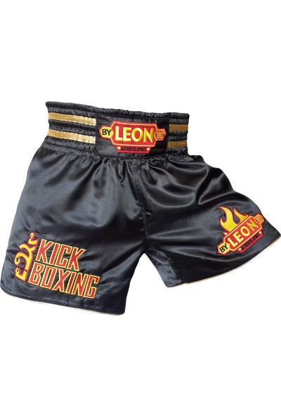 Leon Profesyonel Kick Boks Şortu Kickboxing Nakışlı Siyah BYL1002