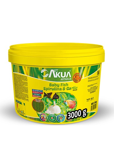 Art Akua Spirulina&Garlic Toz Yavru Yemi 100 Gr Kovadan Bölme Art Akua Spirulina&Garlic Toz Yavru Yemi 100 Gr Kovadan Bölme