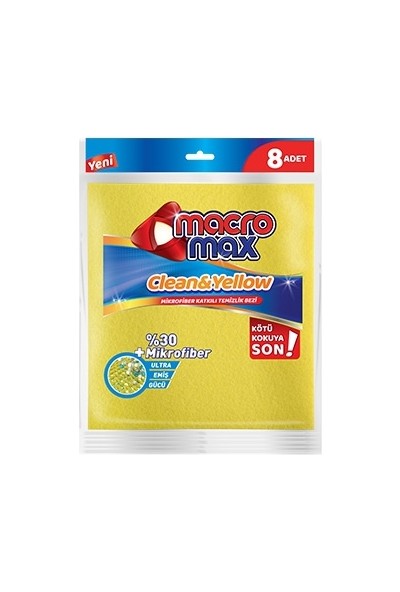Macromax Clean Yellow 8'li Temizlik Bezi