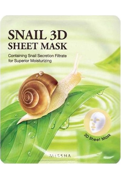 Missha Healing Snail 3D Sheet Mask - Salyangoz Özlü Yaprak Maske Missha Healing Snail 3D Sheet Mask - Salyangoz Özlü Yaprak Maske