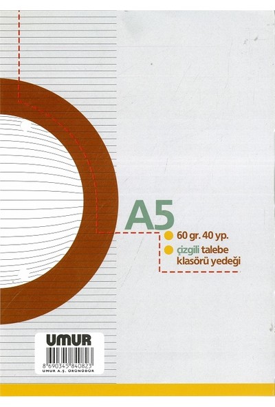 Umur Kolej Yedeği A5 Çizgili Beyaz