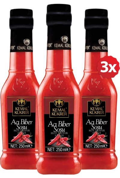 Kemal Kükrer Acı Biber Sosu 250 ml 3'Lü Paket Kemal Kükrer Acı Biber Sosu 250 ml 3'Lü Paket