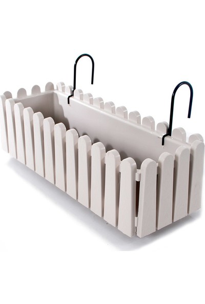 Serinova - Askılı Balkon Saksı Kirli Beyaz 9 Litre Askı Aparatlı